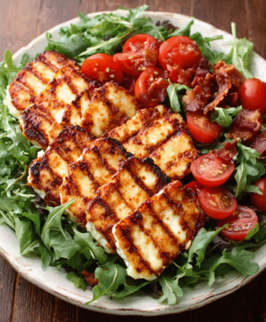 Grilled Halloumi 'Bacon' BLT Salad is a must-try!