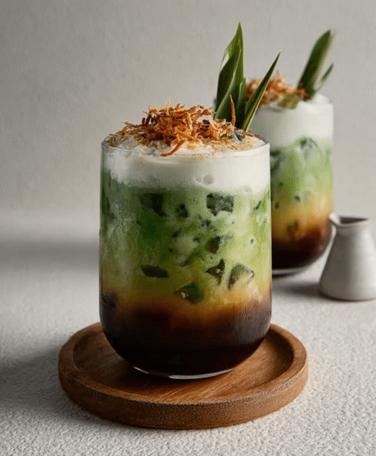Iced Pandan Latte with Coconut Cold Foam: A Refreshing Delight!