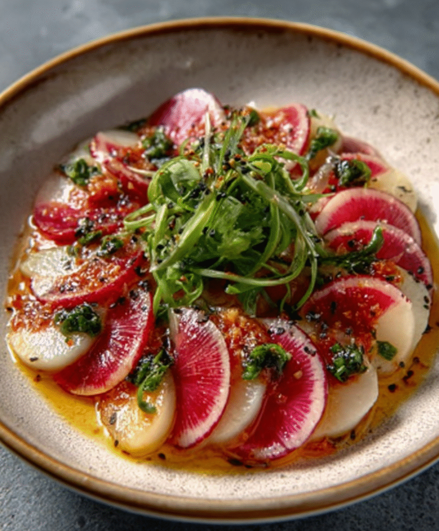 Rainbow Radish Crudo with Yuzu Drizzle: A Fresh Delight!