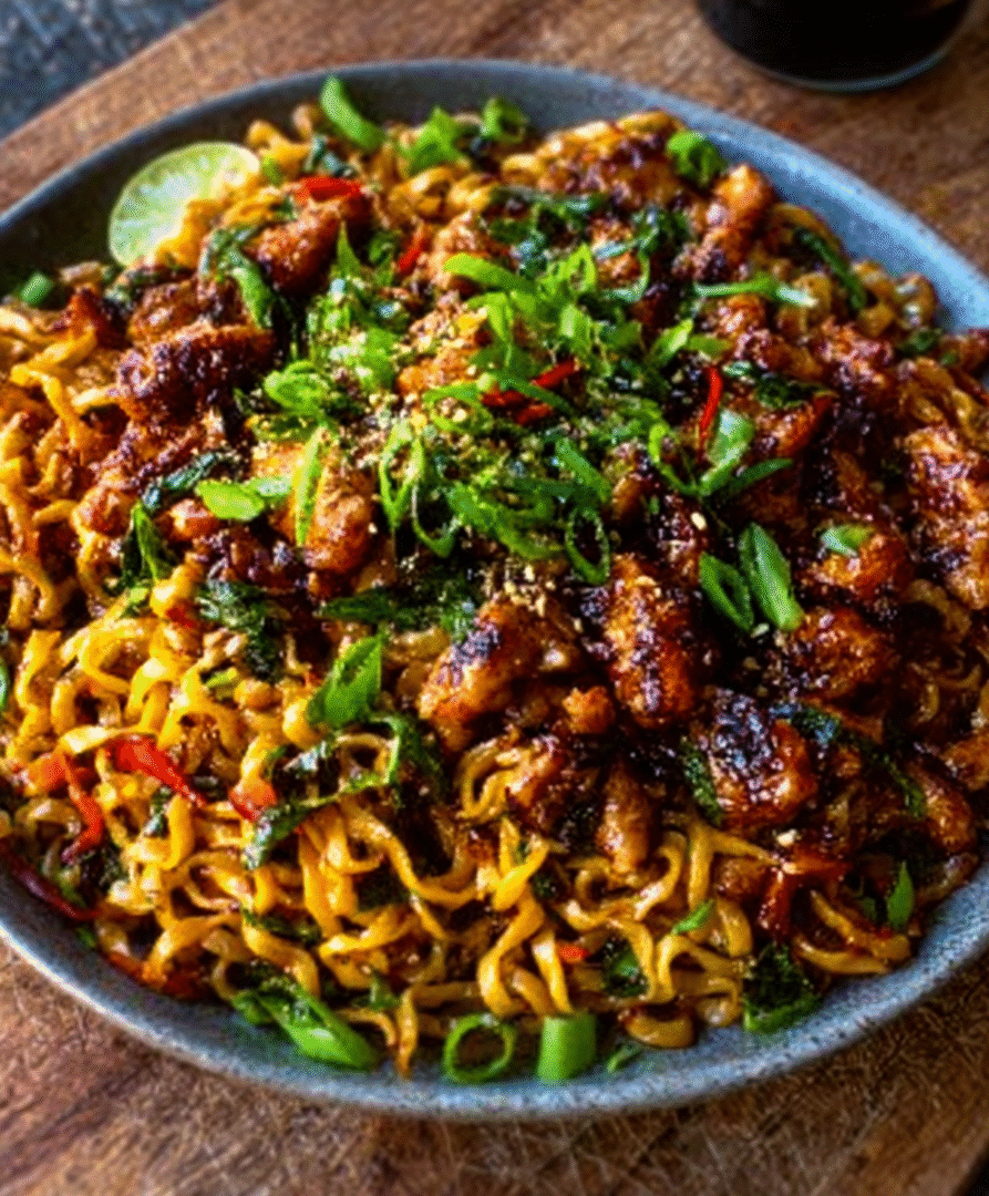 20-Minute Crispy Garlic Chicken Noodles: Quick & Delicious!