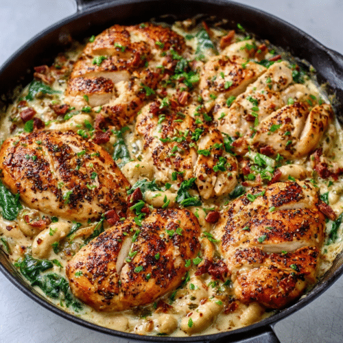 Creamy Chicken & Spinach Bagel‑Spice Skillet: Easy Delight! • Nannyis ...