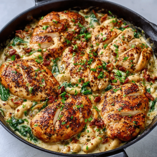 Creamy Chicken & Spinach Bagel‑Spice Skillet: Easy Delight! • Nannyis ...