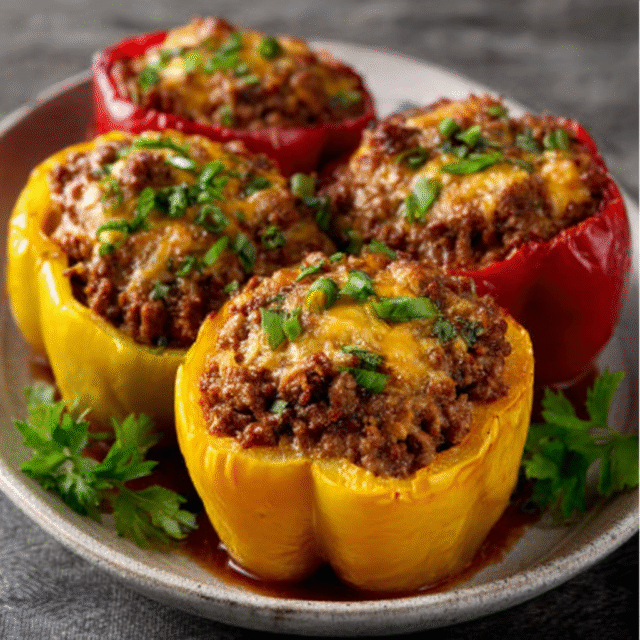 Egg-Stuffed Bell Peppers (Ground Beef Filling) Delight!