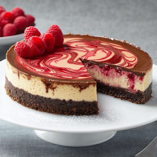 Chocolate Cheesecake With Raspberry Swirl: Indulge Today!