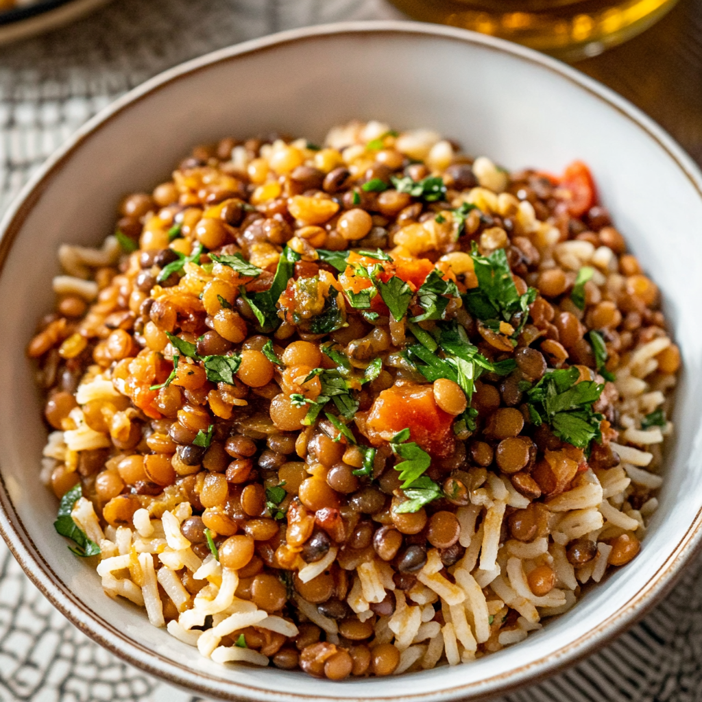 Egyptian Lentils, Rice, and Pasta Mix make Koshari Delight!