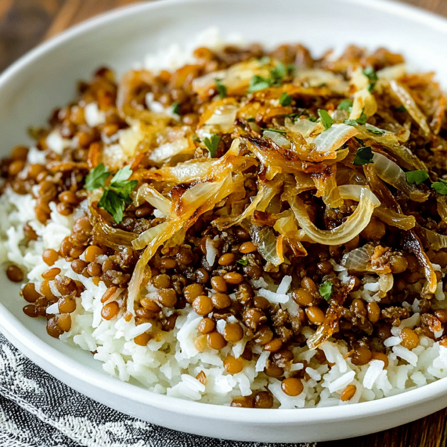 Lebanese Lentils and Rice with Caramelized Onions: A Must-Try Dish!